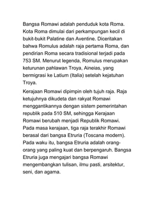 Bangsa romawi adalah penduduk kota roma | PDF
