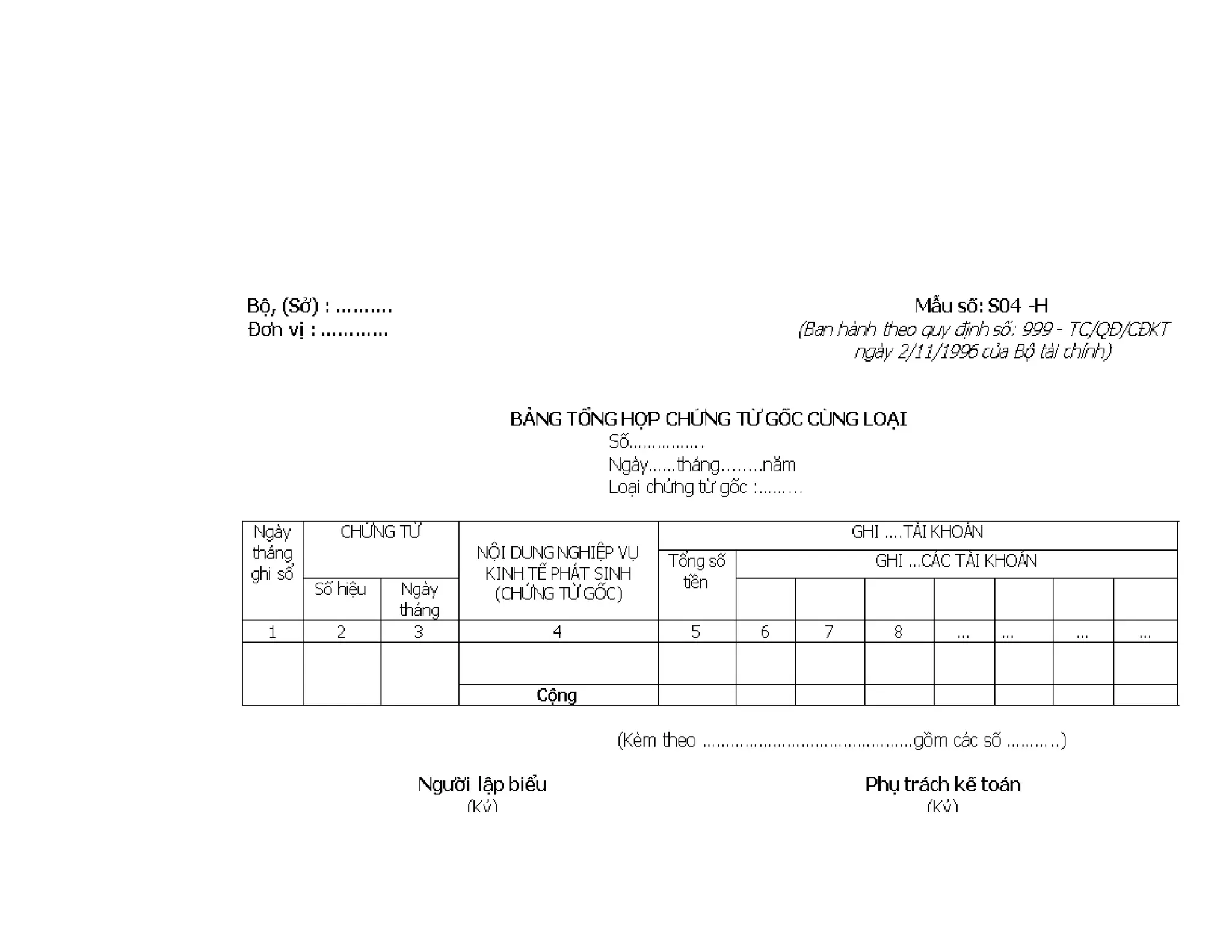 Bang tong hop chung tu goc cung loai | DOC