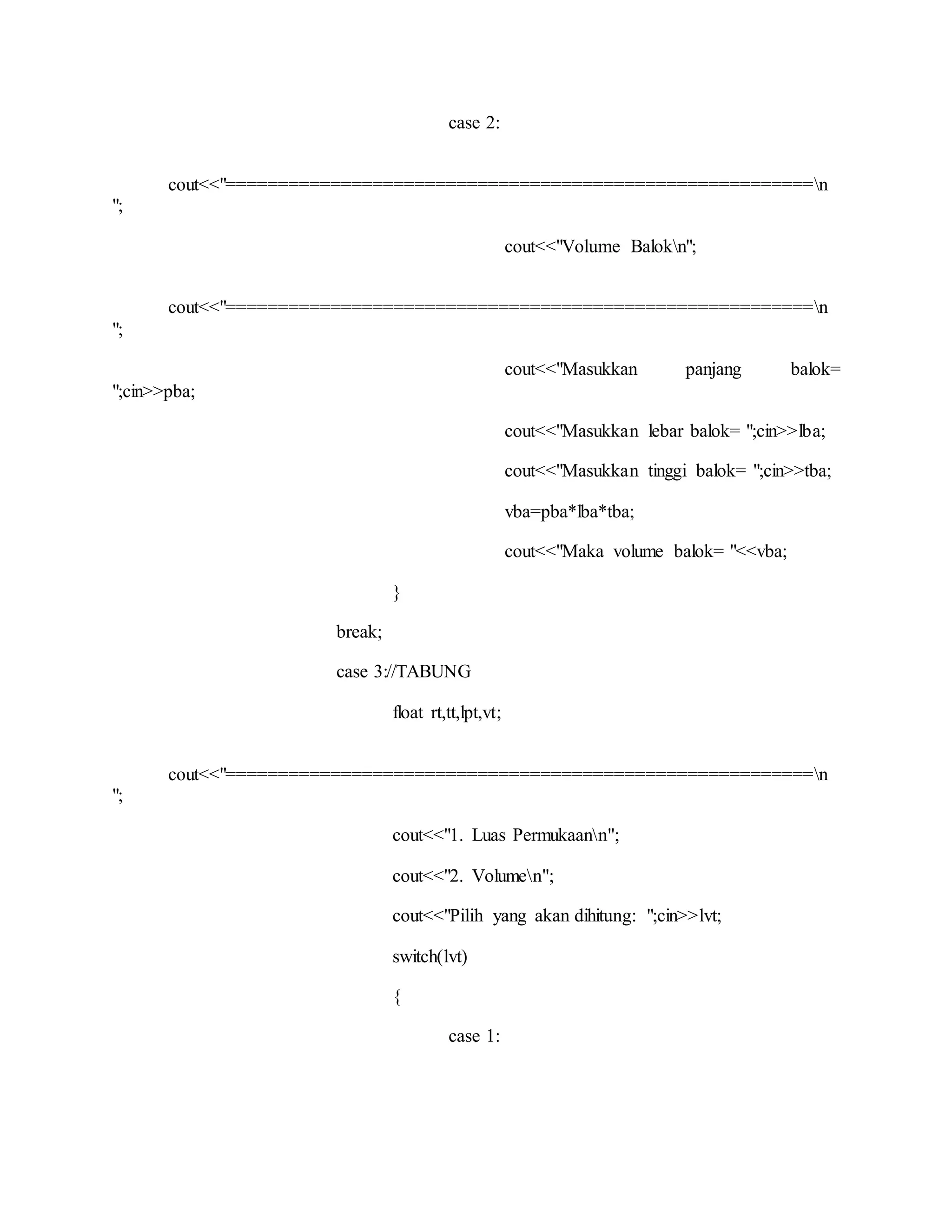 Bangun datar dan bangun ruang | PDF | Programming Languages | Computing