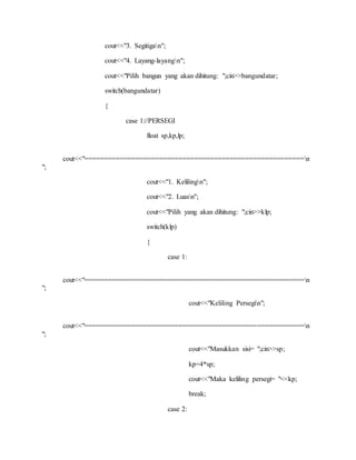 Bangun datar dan bangun ruang | PDF | Programming Languages | Computing