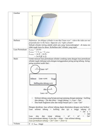 BANGUN RUANG SISI LENGKUNG GEOMETRI RUANG 2016 UNNES ROMBEL 2 | PDF