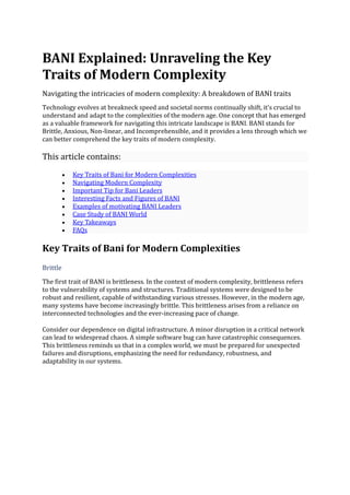 BANI Explained: Unraveling the Key Traits of Modern Complexity - Learn Transformation | PDF