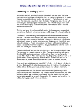 Banjo good practise tips and practise exercises | PDF | Music ...