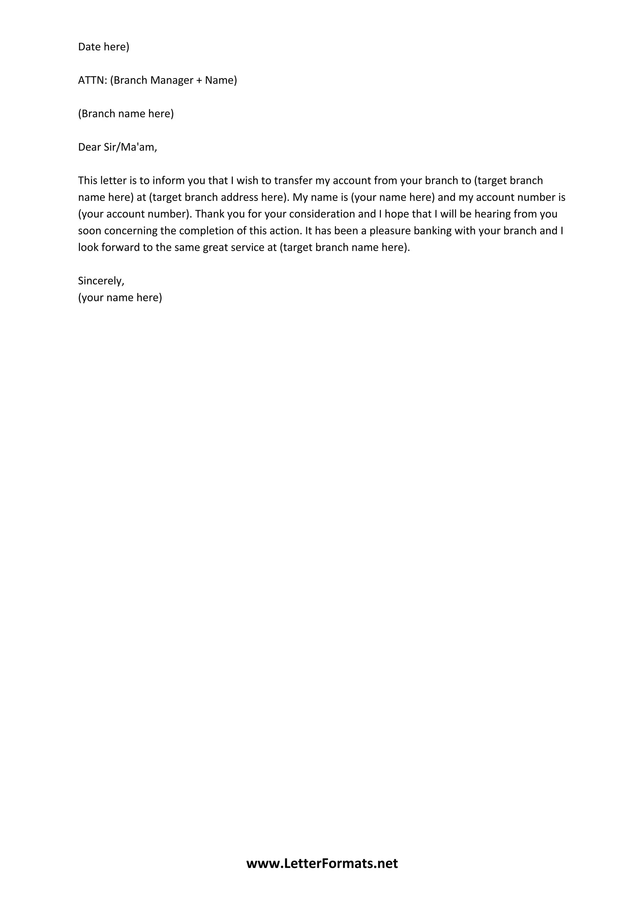Bank account-transfer-letter | DOC