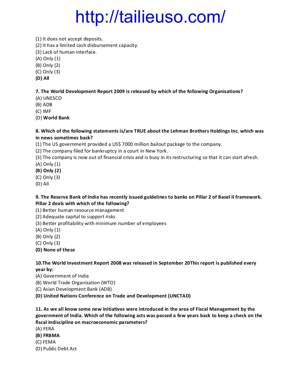 Bank exam-model-question-papers ans