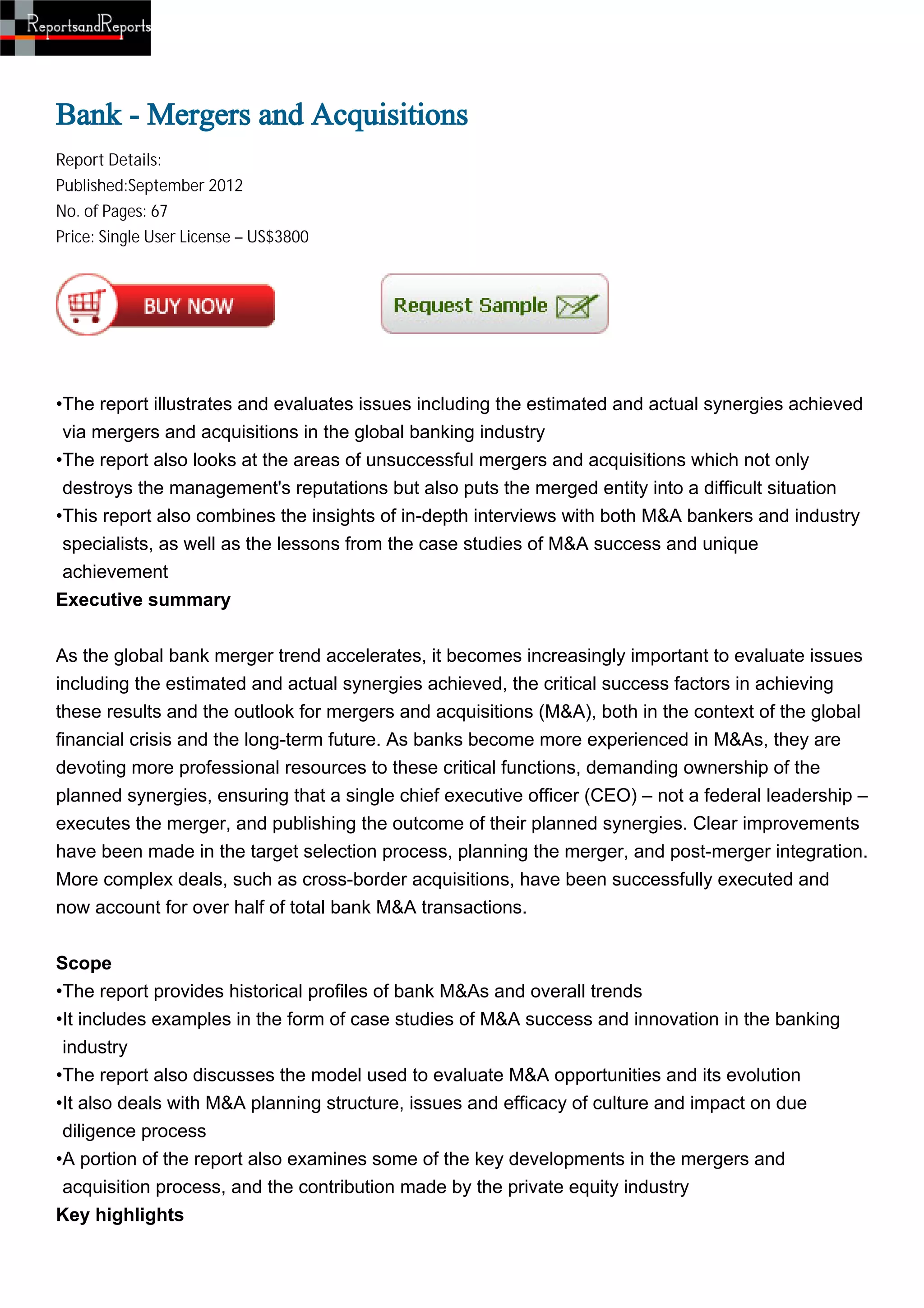 Bank - Mergers and Acquisitions | PDF