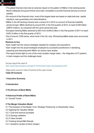 Bank - Mergers and Acquisitions | PDF
