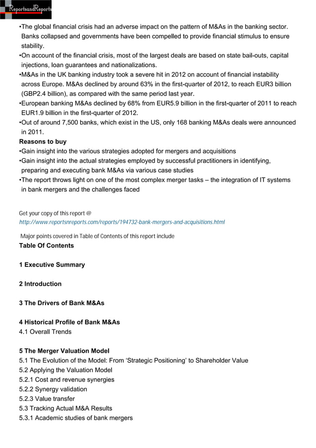 Bank - Mergers and Acquisitions | PDF