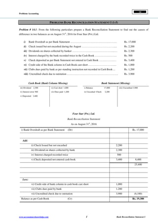 Bank reconcilaition-statement-problems-pdf-1-4 | PDF