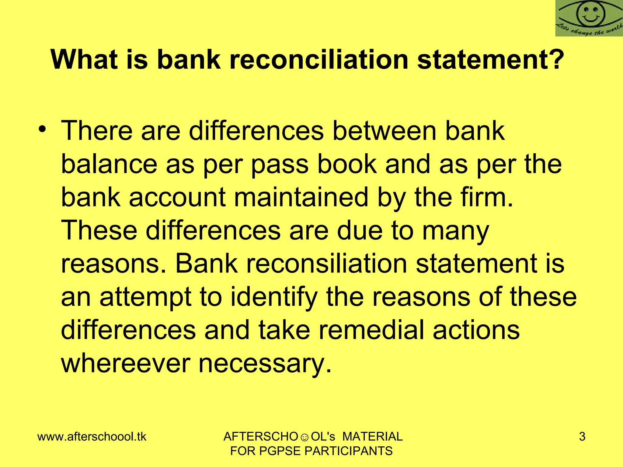 Bank Reconciliation Statement | PPS