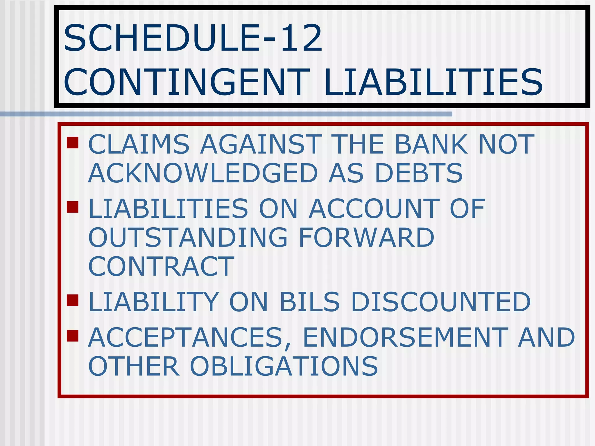 Bank Schedules Balance Sheet | PPT