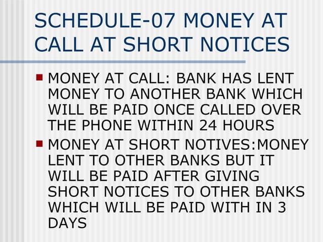 Bank Schedules Balance Sheet | PPT | Consumer Banking | Personal Finance