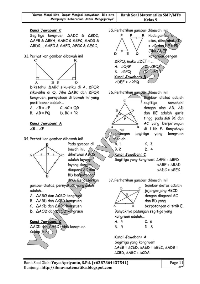 Bank soal-kesebangunan-kekongruenan | PDF