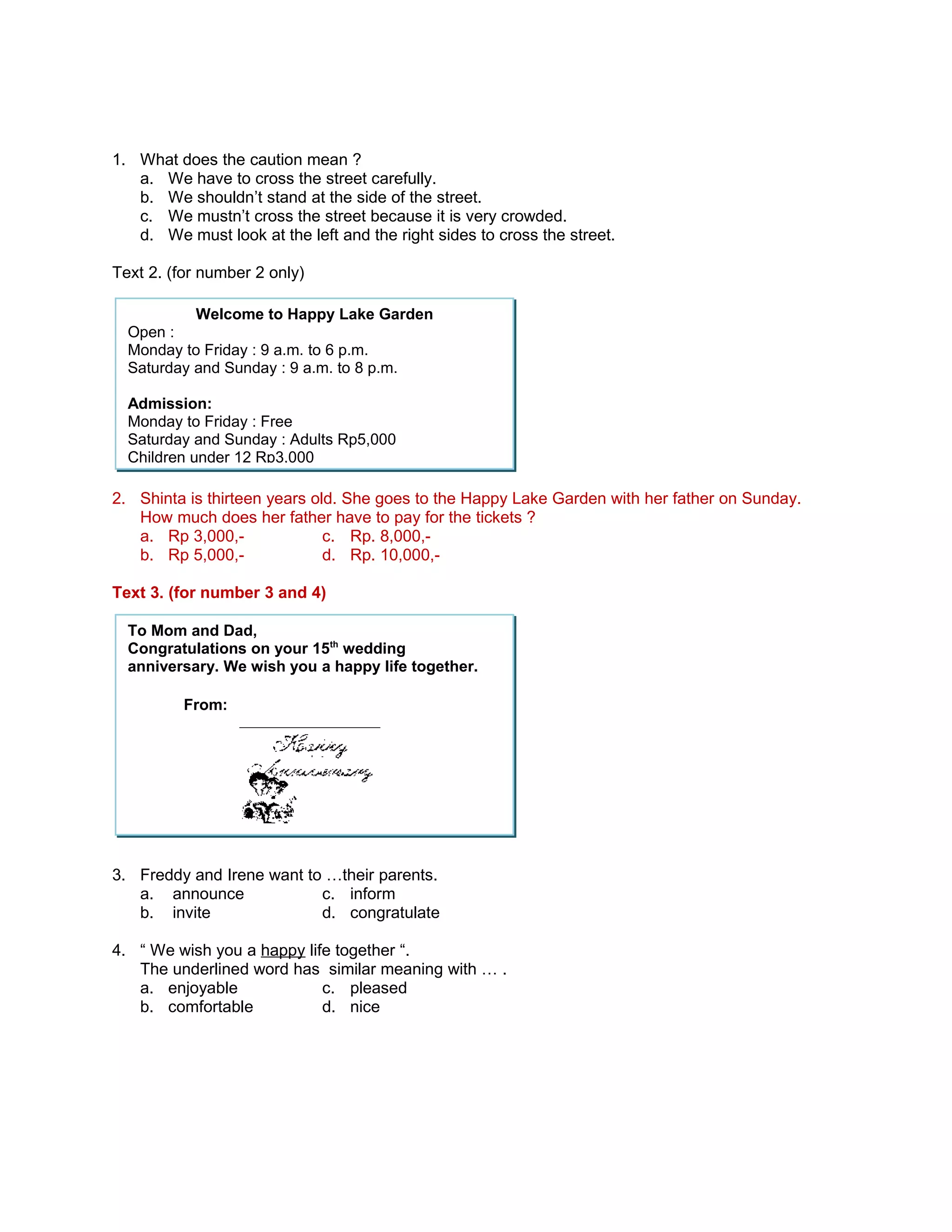 Bank soal-short-functional-texts (1) | DOC
