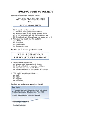 Bank soal-short-functional-texts (1) | DOC