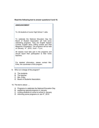 Bank soal-short-functional-texts (1) | DOC