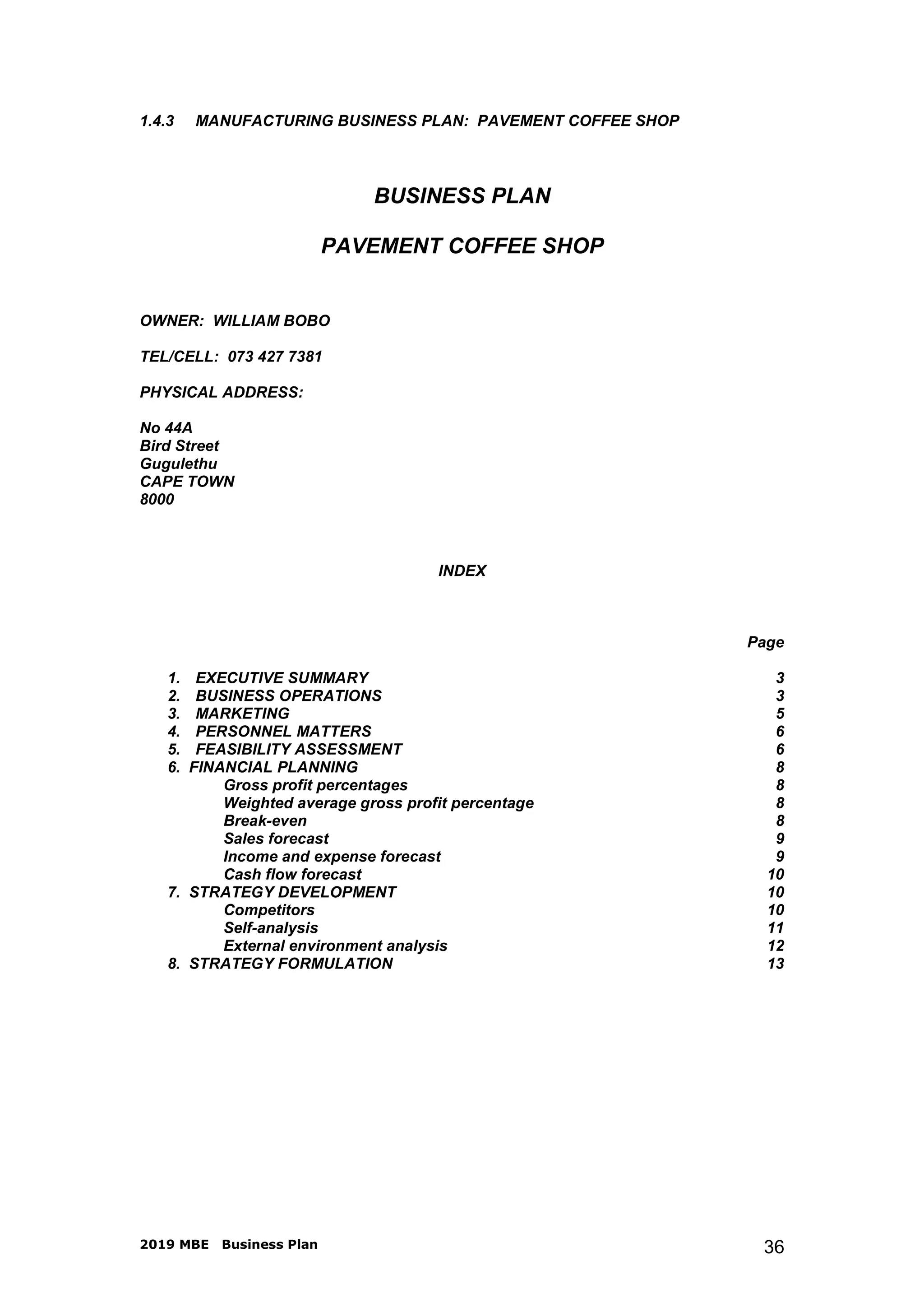 TEMPLATE OF A BANKABLE BUSINESS PLAN DOCUEMNT | PDF