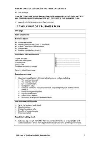 TEMPLATE OF A BANKABLE BUSINESS PLAN DOCUEMNT | PDF