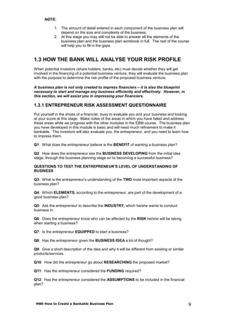 TEMPLATE OF A BANKABLE BUSINESS PLAN DOCUEMNT | PDF