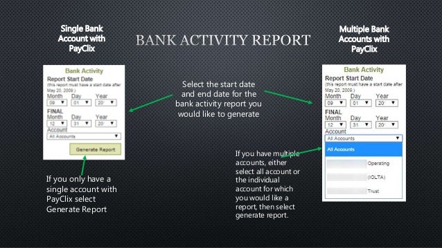 How to generate and understand your bank activity report