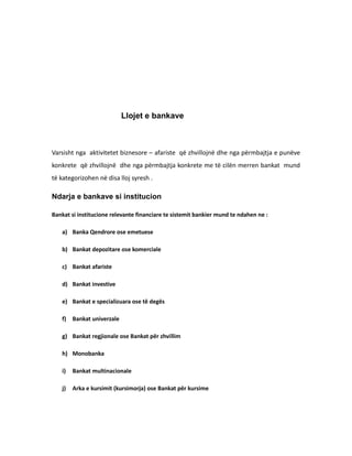 Banka dhe punët bankare | DOC