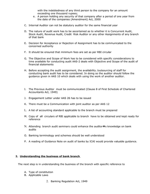 Bank Audit Process | PDF
