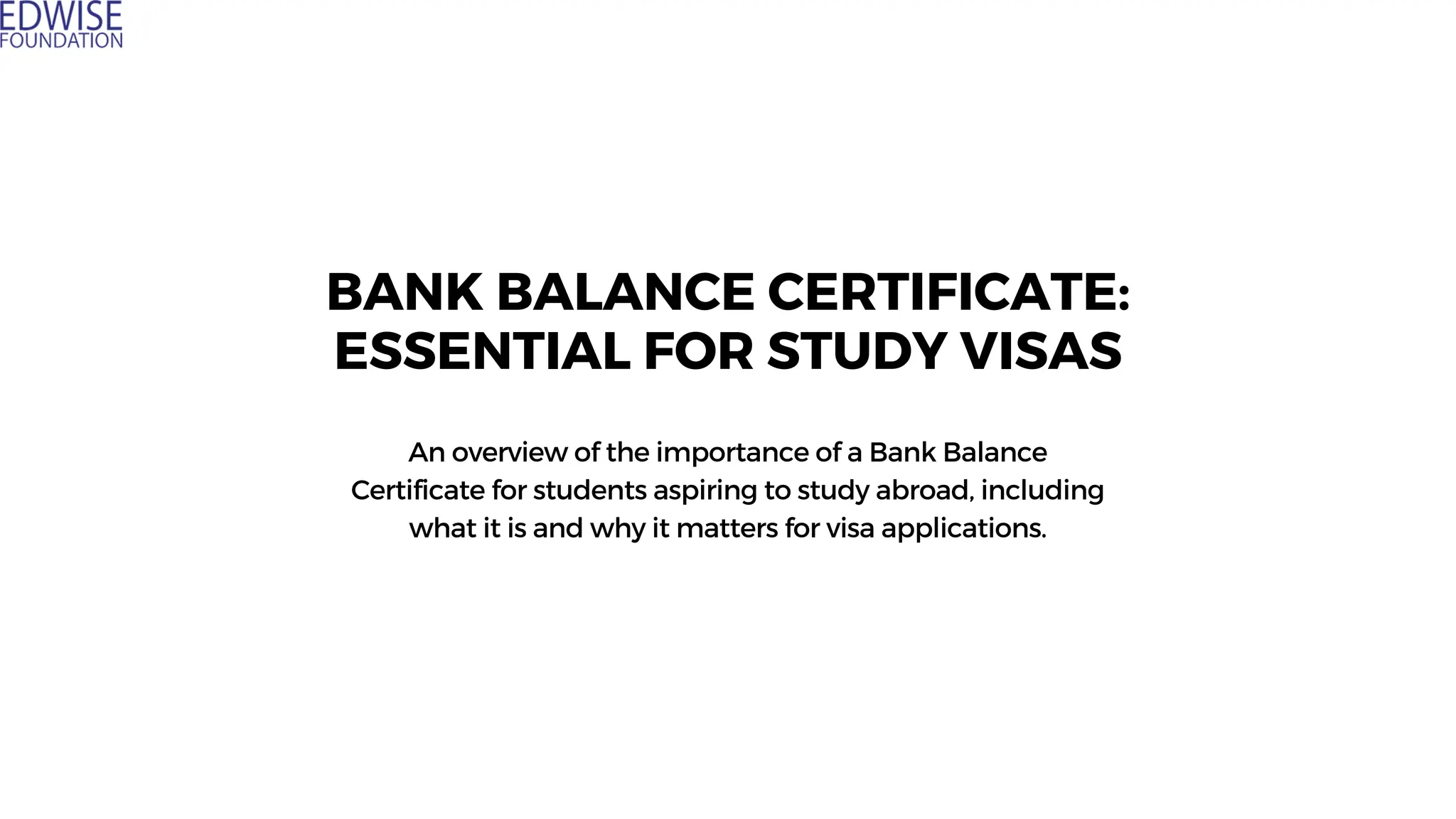 Bank Balance Certificate A Key to Unlocking Your Study Visa. | PDF