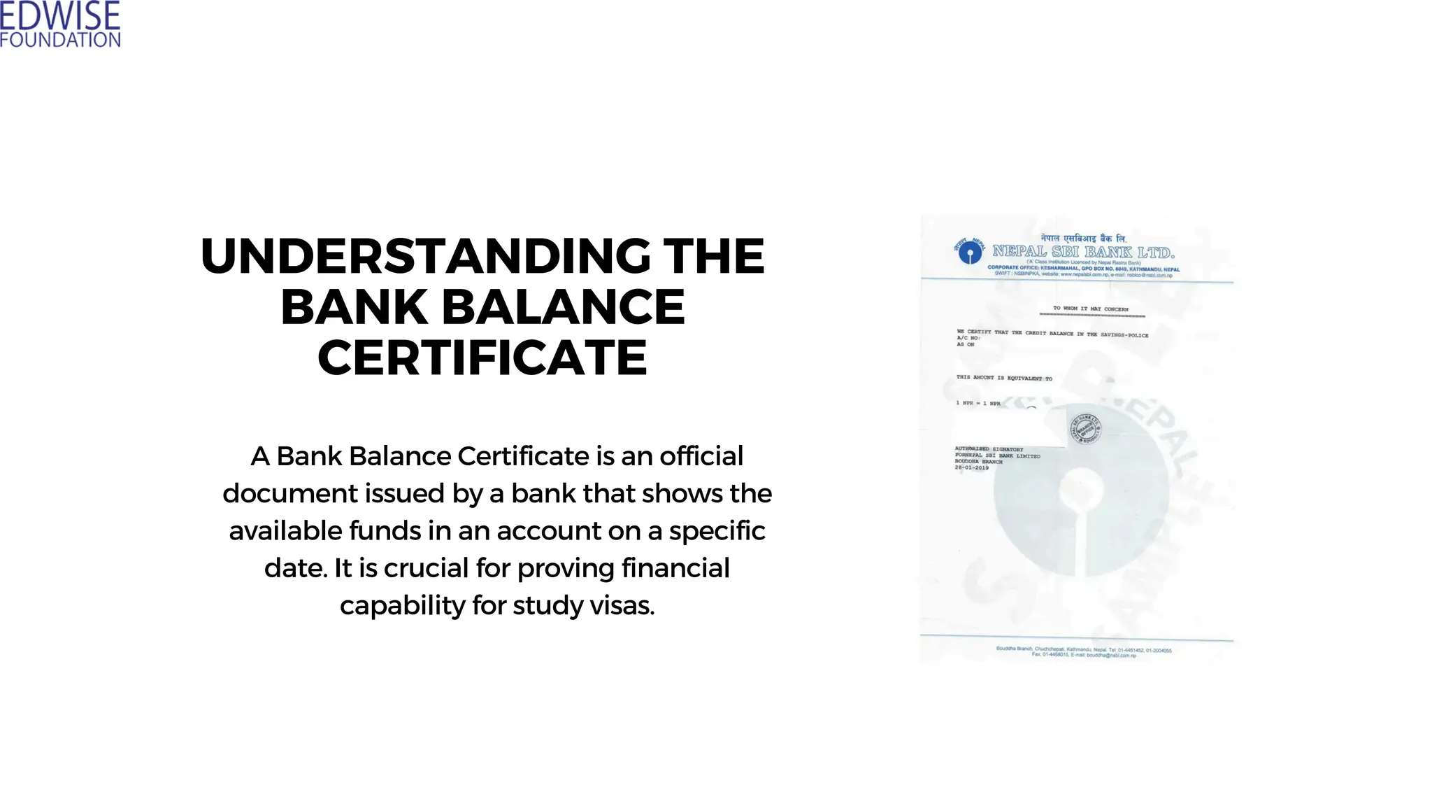 Bank Balance Certificate A Key to Unlocking Your Study Visa. | PDF