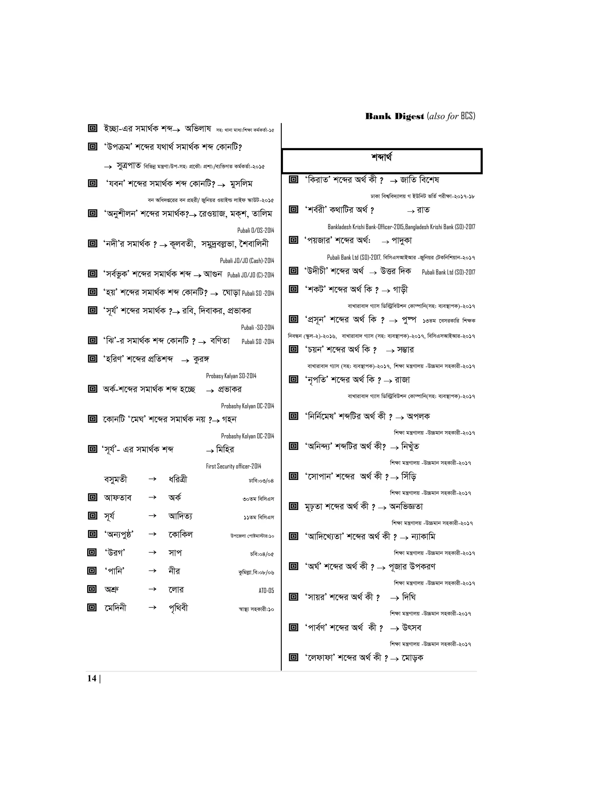 Bank & bcs digest bangla | PDF