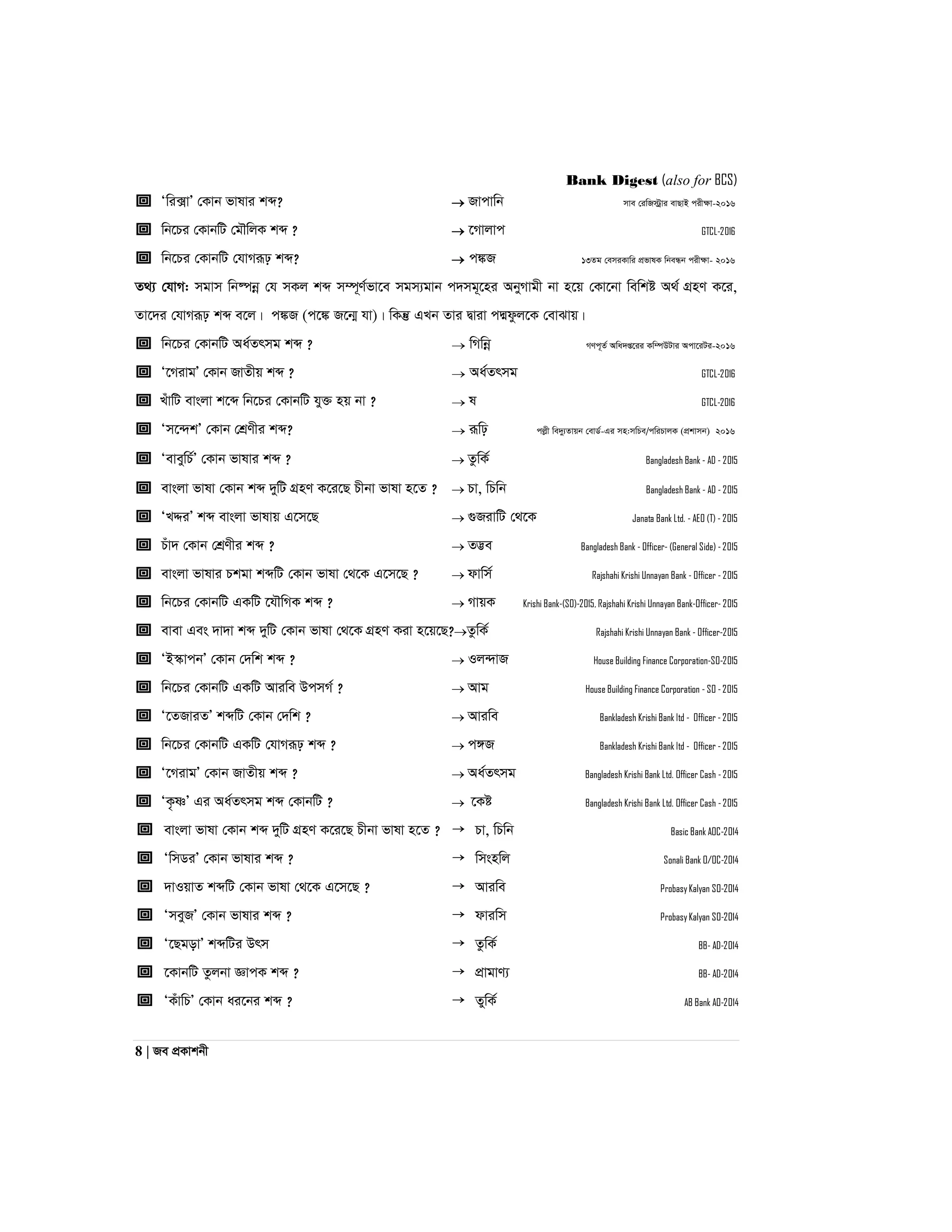 Bank & bcs digest bangla | PDF