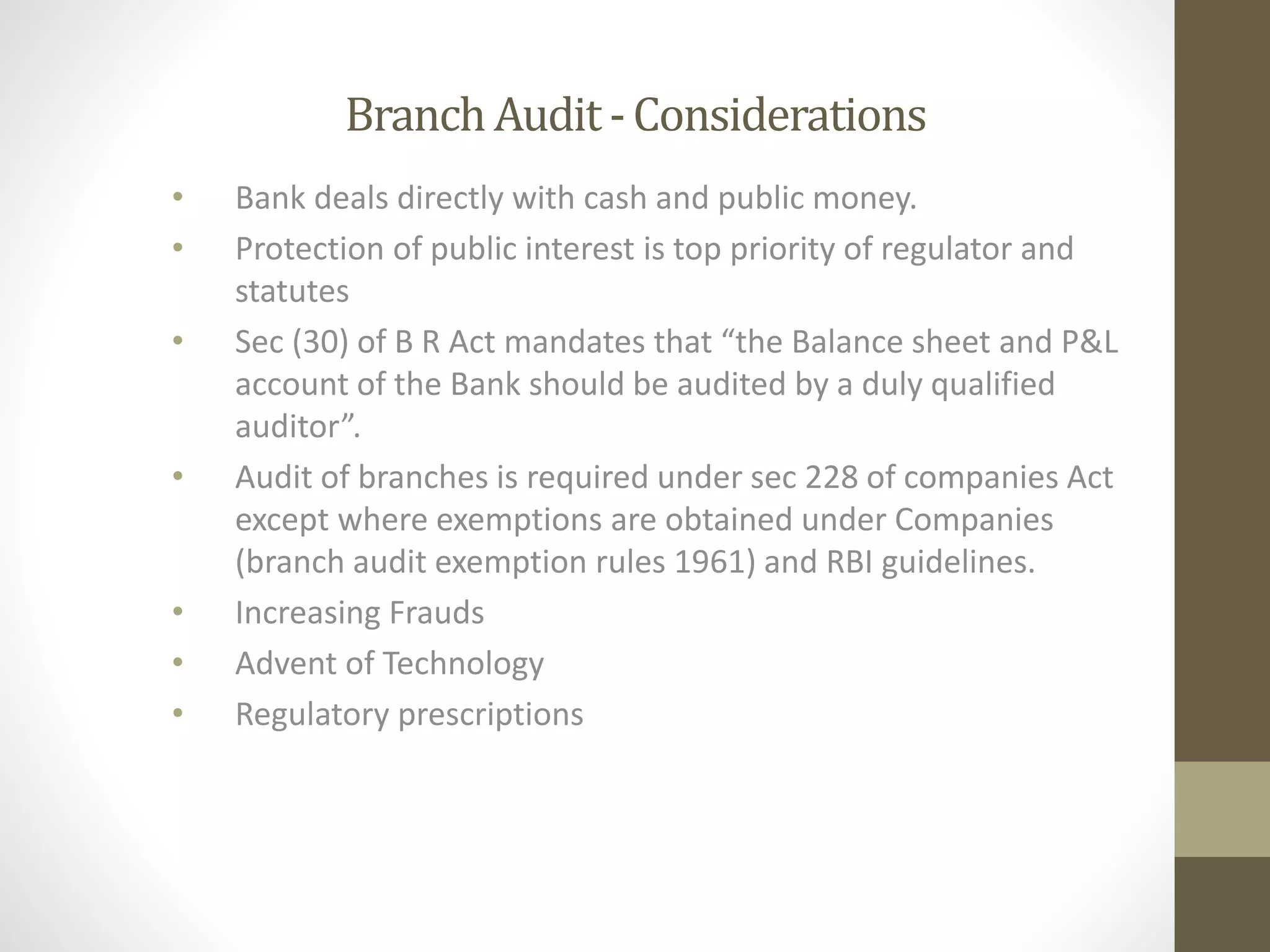 Bank branch audit | PPTX