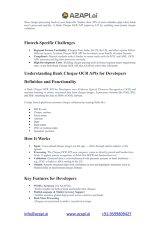 Bank Cheque OCR API for Developers Build Faster, Smarter Fintech Apps ...