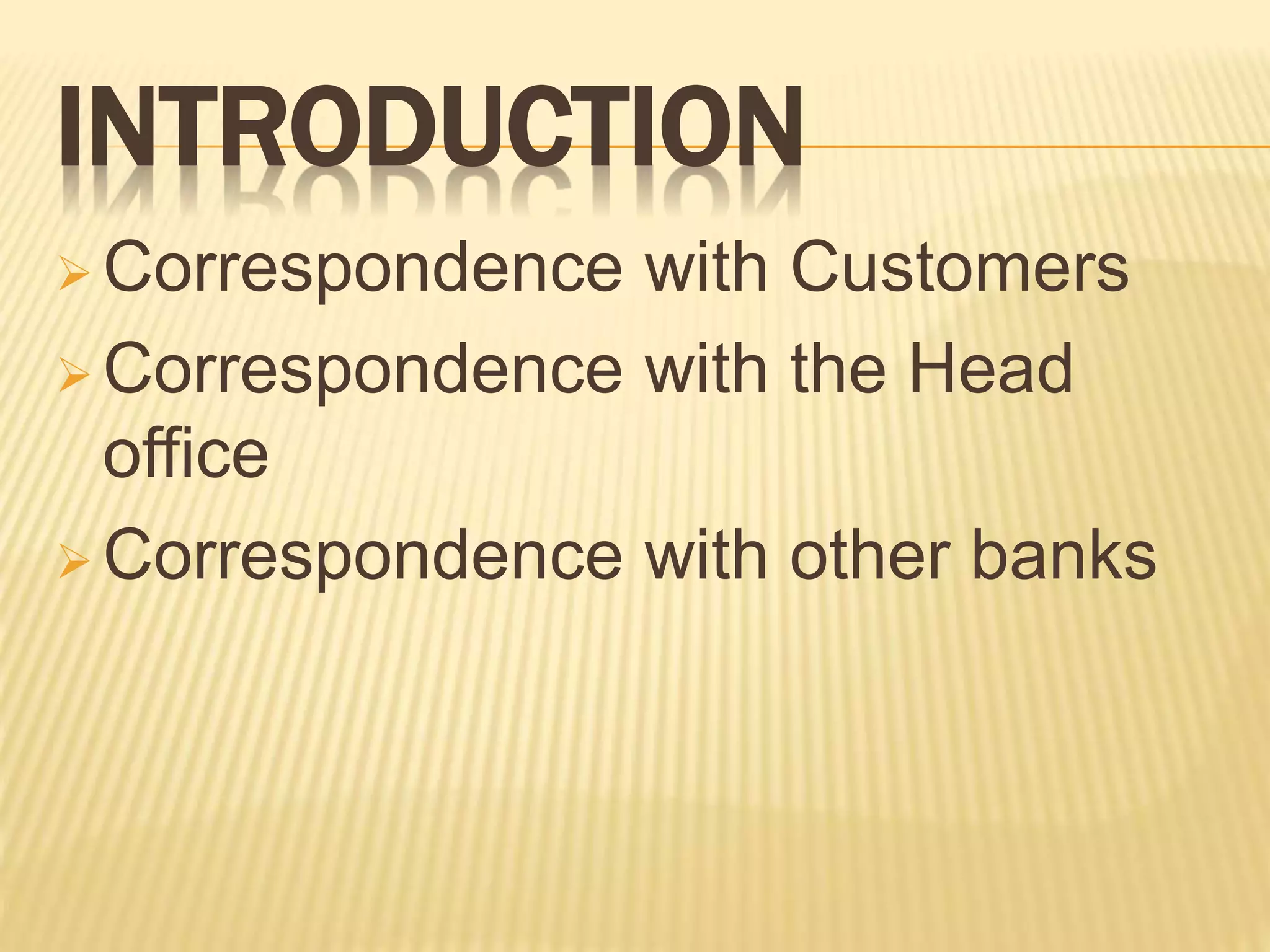 Bank correspondence | PPTX