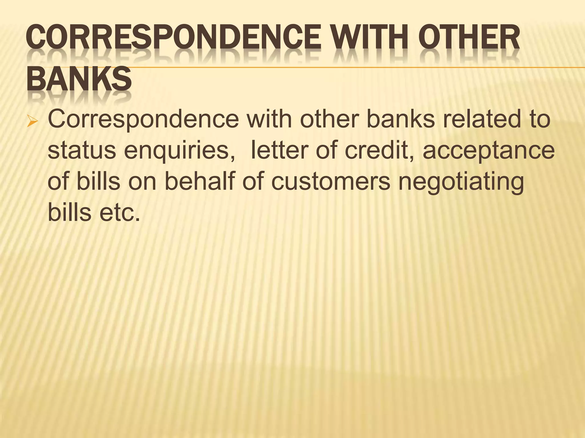Bank correspondence | PPTX