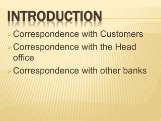 Bank correspondence | PPTX