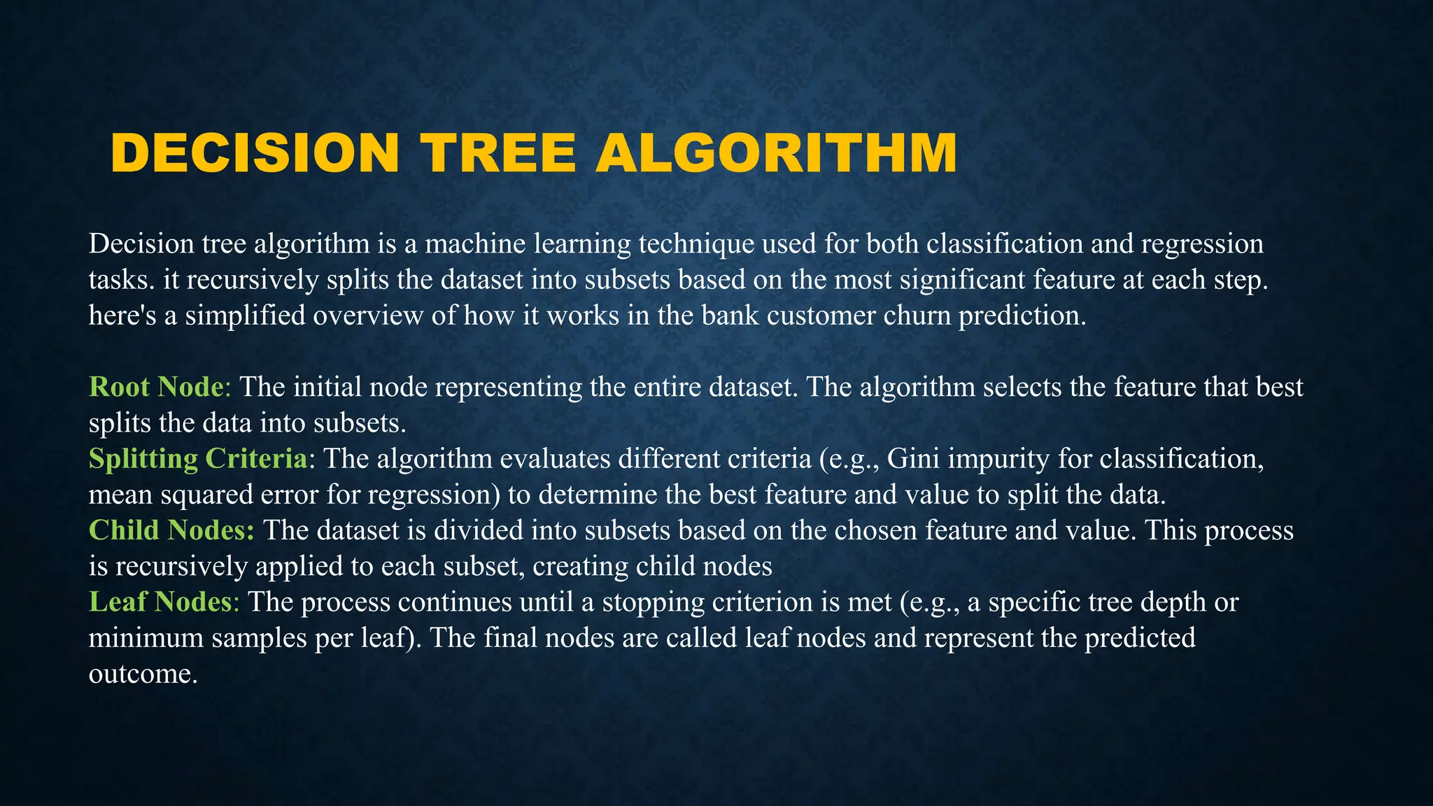 BANK CUSTOMER CHURN predictio mkini projectn | PPTX
