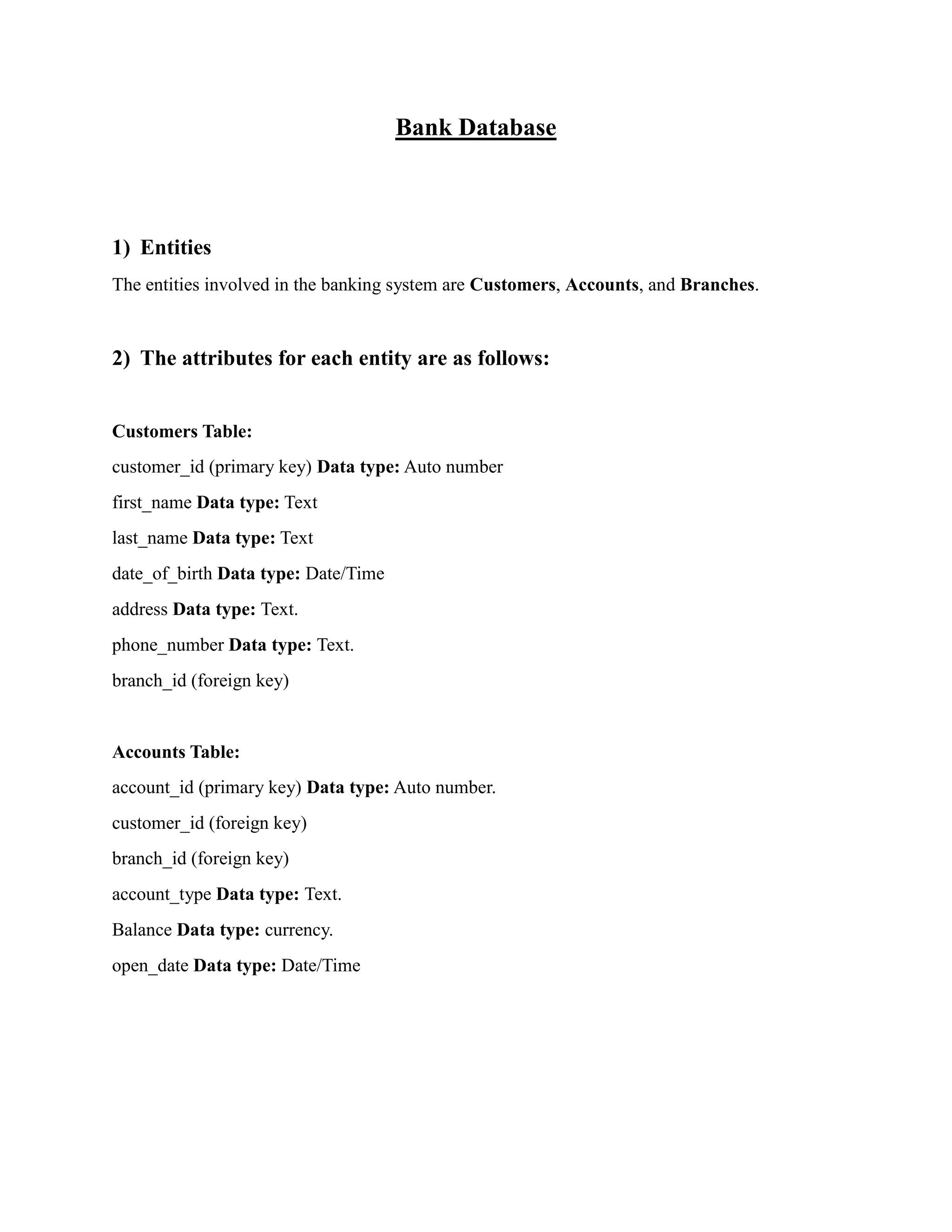 Bank database design Access assignment.docx
