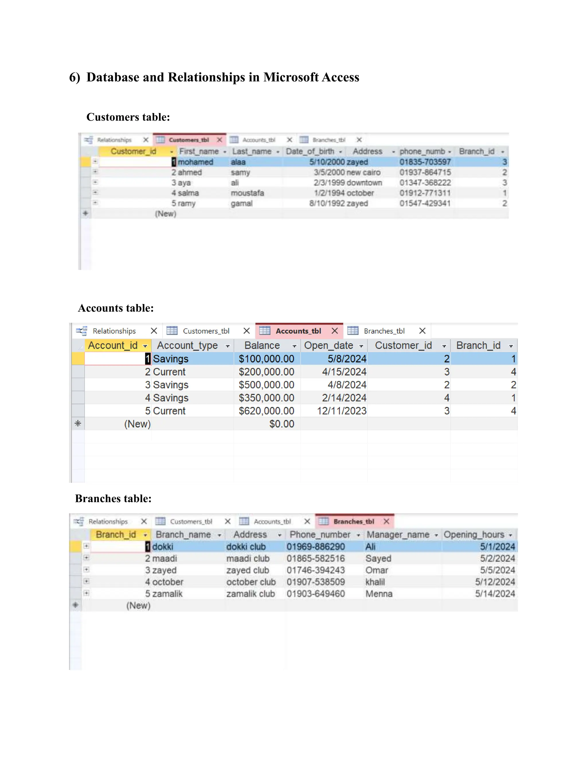 Bank database design Access assignment.docx
