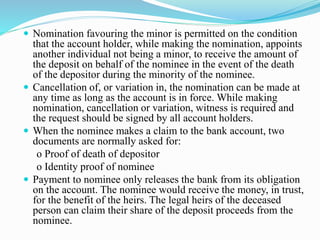 Bank deposits, nominations and deposit insurance | PPTX
