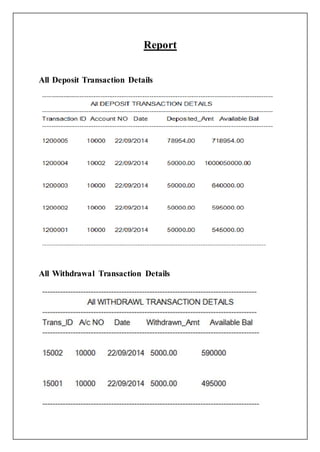 Bank doc (autosaved) | DOCX | Databases | Computer Software and Applications