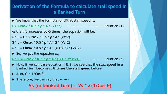 Banked turn and its effects on Stall speed of an Airplane | PPTX