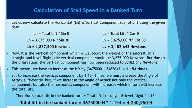 Banked turn and its effects on Stall speed of an Airplane | PPTX