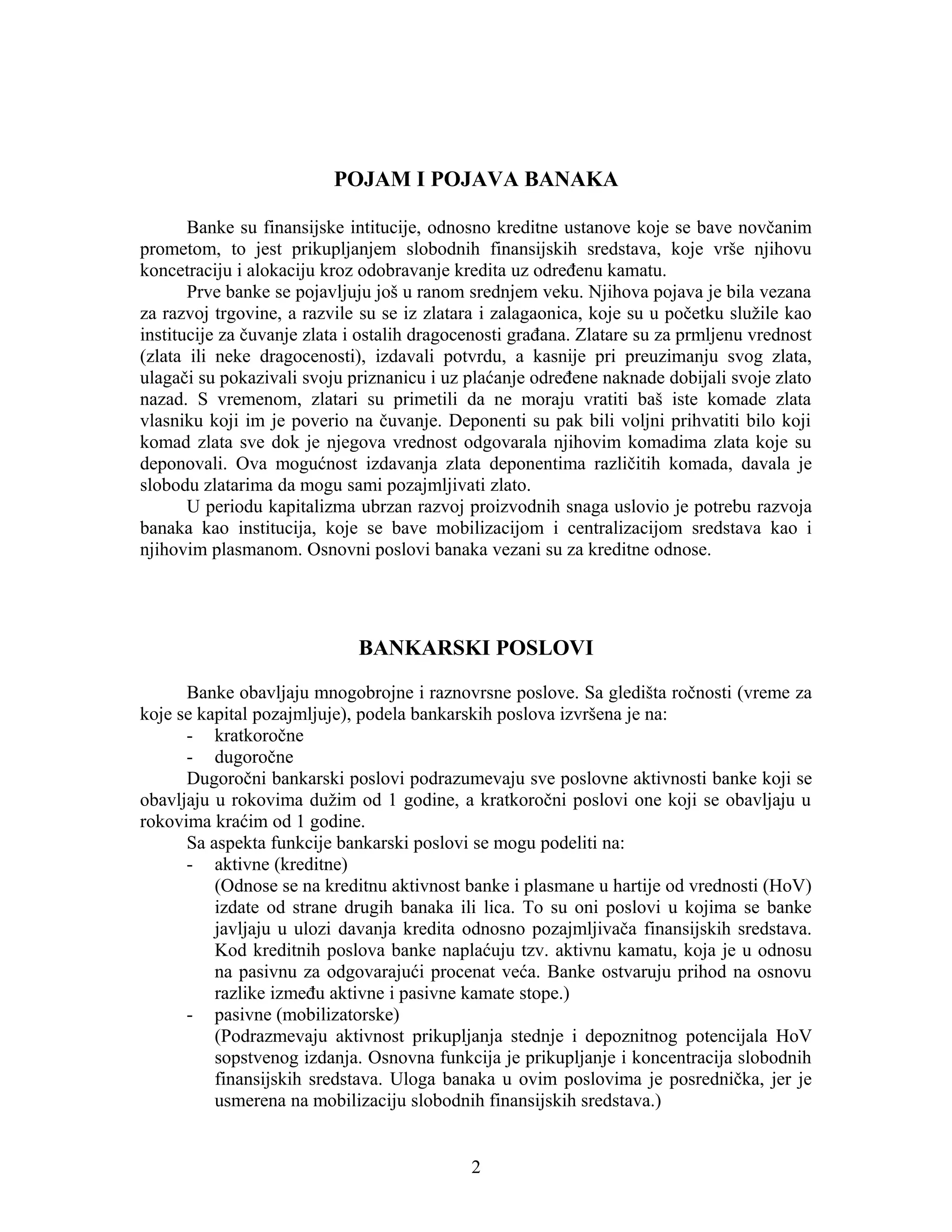 Banke i bankarski sistem u srbiji finansijsko poslovanje | DOC