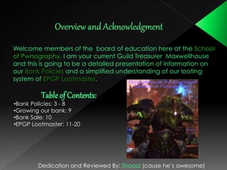 Bank and Epgp Lootmaster | PPT