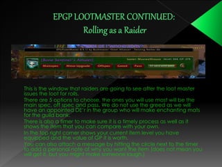 Bank and Epgp Lootmaster | PPTX | Roleplaying Games | Games and Puzzles