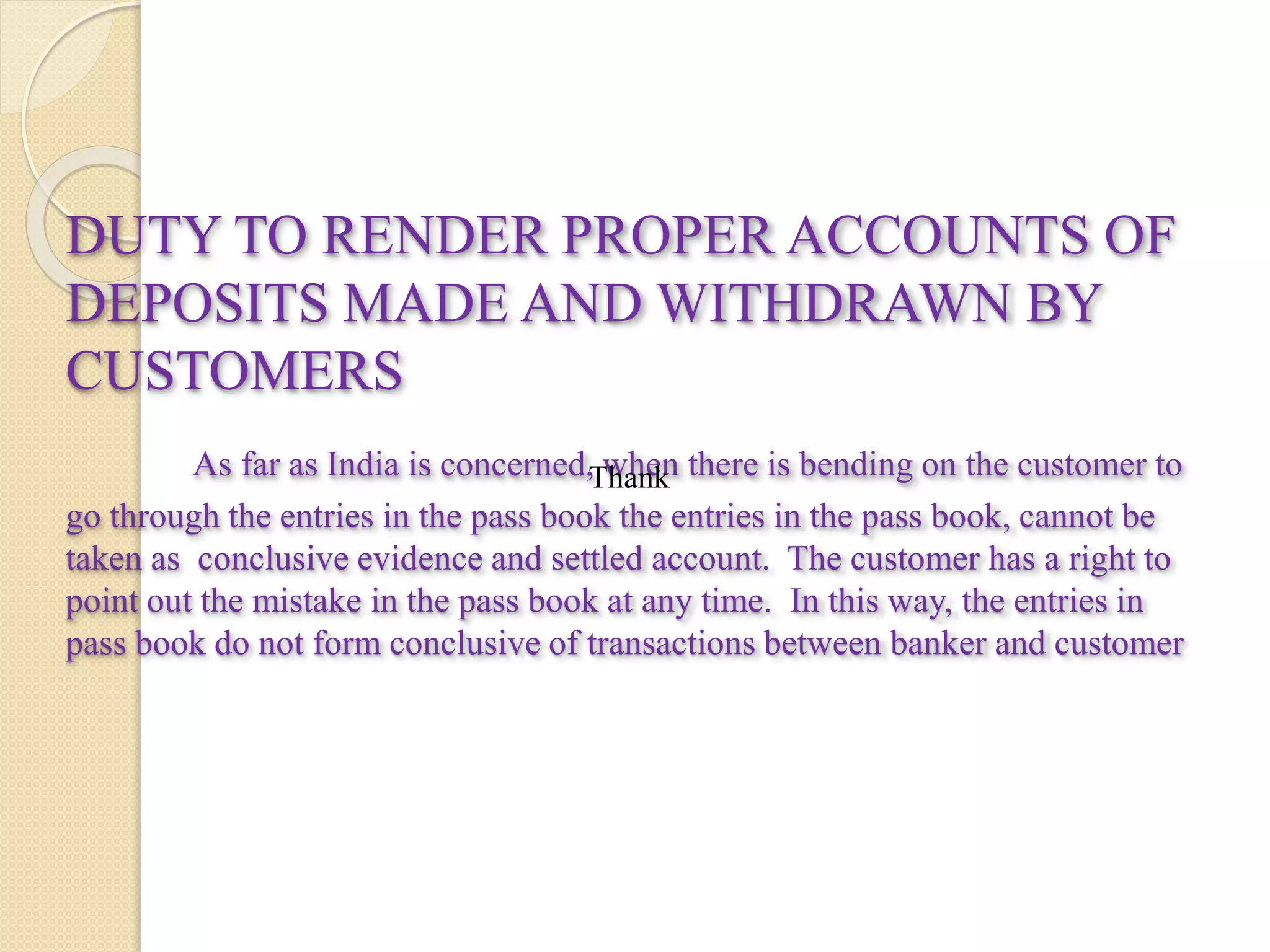 Banker and customer relationship (ppt) | PPTX