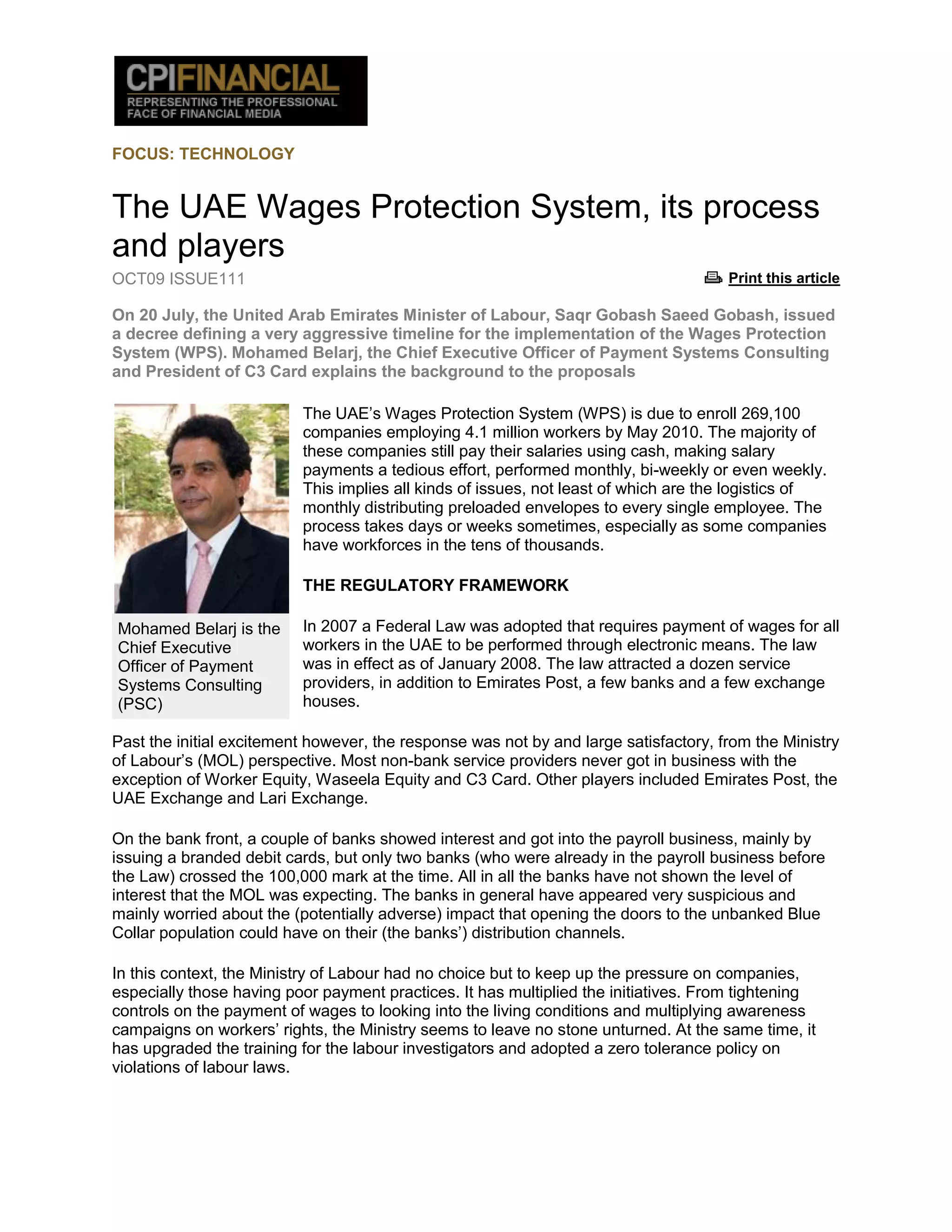 Banker Middle East Wages Protection System | PDF