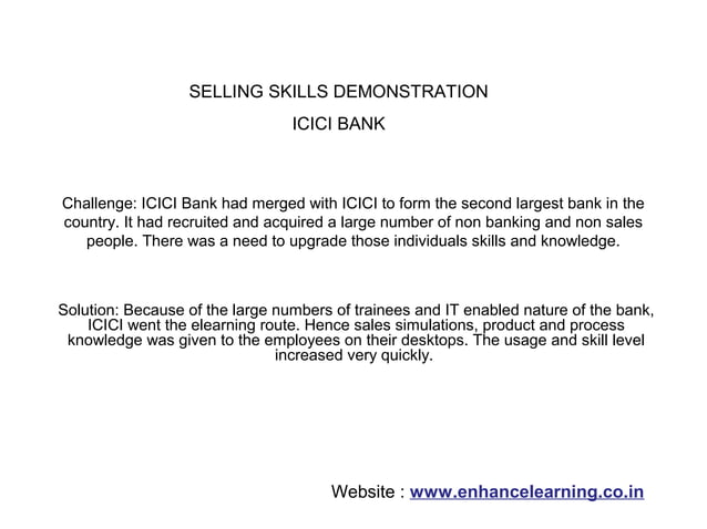 Screen shots of Demo of elearning Course developed by Enhance | PPT