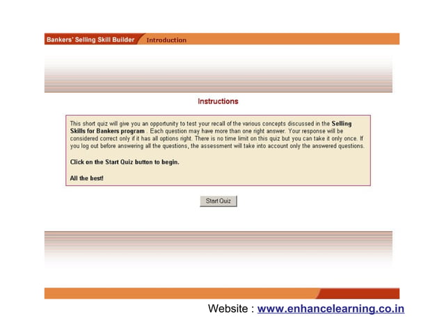 Screen shots of Demo of elearning Course developed by Enhance | PPT