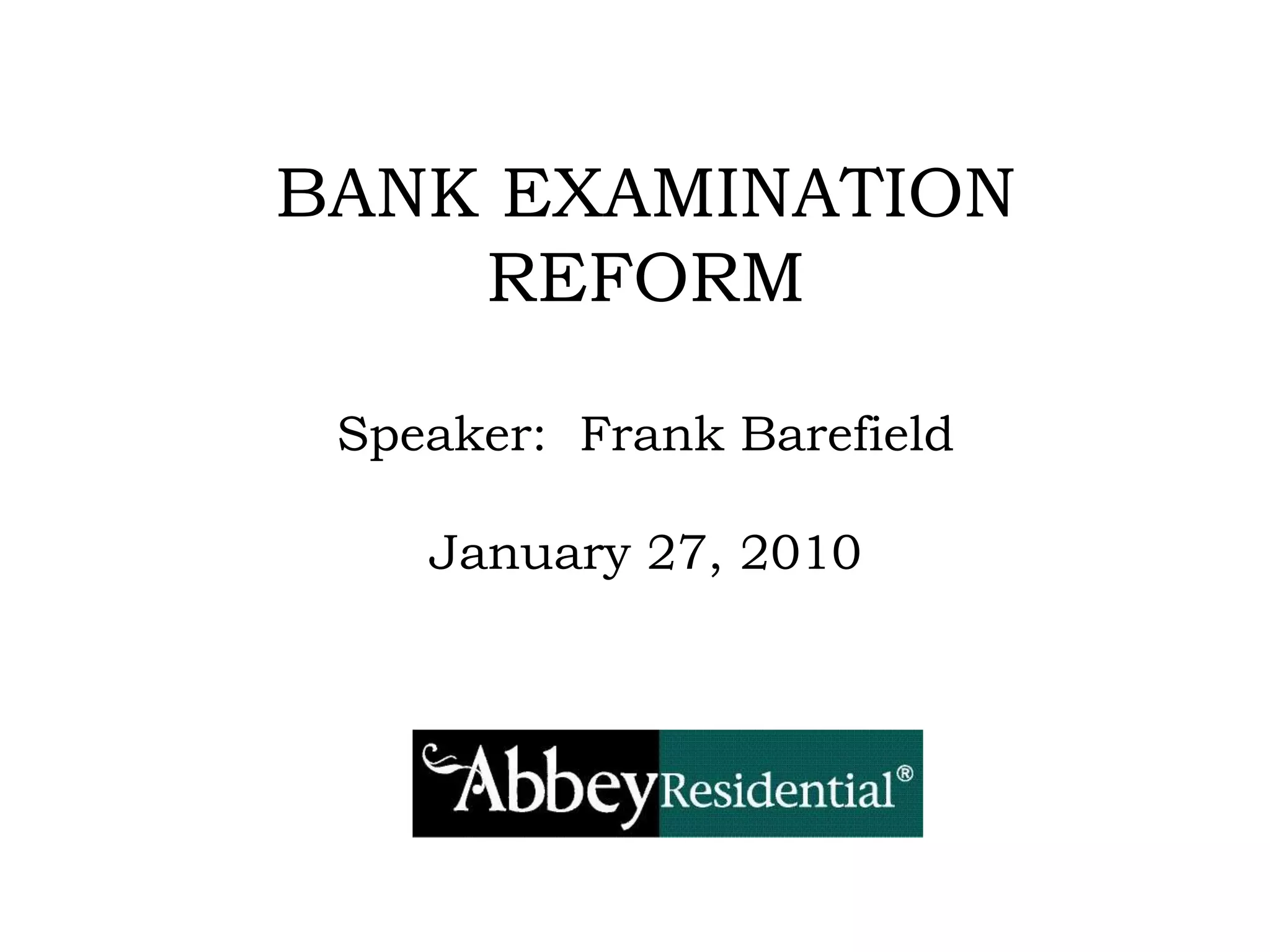 Bank Examination Reform | PPT